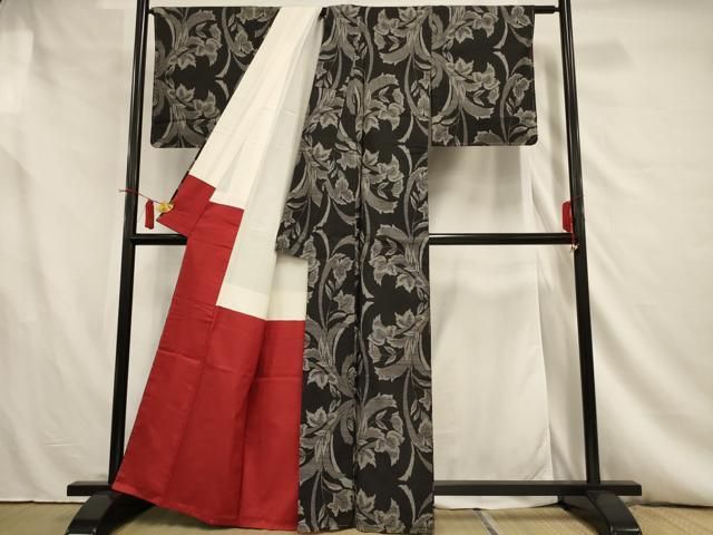 平和屋着物○本場大島紬 白大島 立涌花文 正絹 逸品 AAAV7311zg 平和