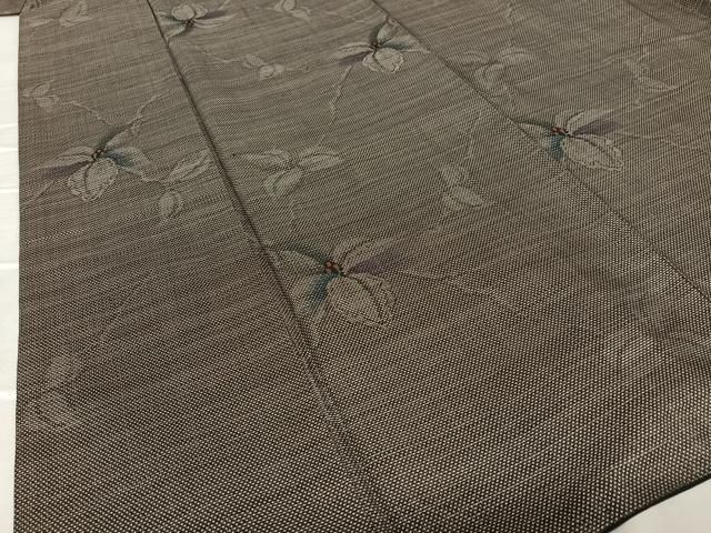 平和屋着物●本場大島紬　泥染め　9マルキ　草花文　正絹　逸品　AAAU8476zg 平和屋着物○本場大島紬 泥染め 9マルキ 草花文 正絹 逸品 AAAU8476zg