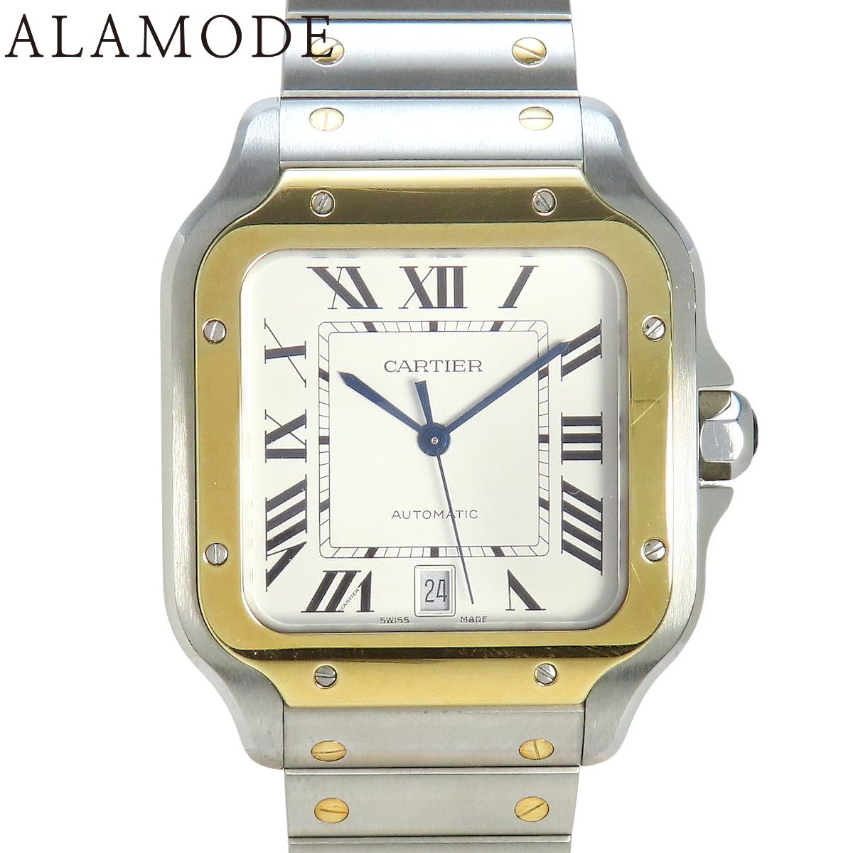 【保証書付】カルティエ サントスドゥカルティエLM W2SA0009 ステンレススチール SS イエローゴールド YG 自動巻き 腕時計 ...