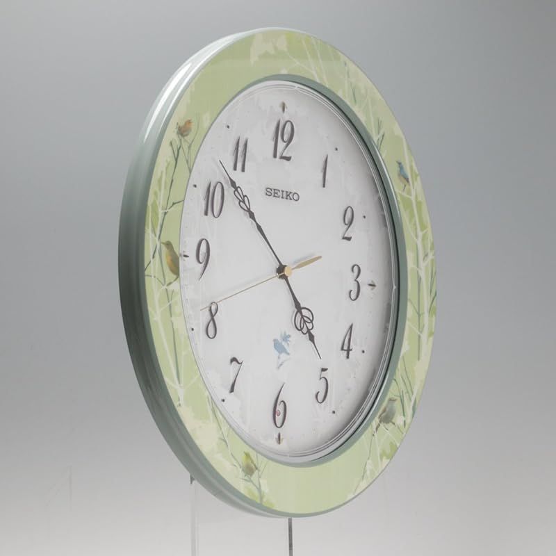 セイコー クロック 掛け時計 ネイチャーサウンド 12種類 電波 アナログ 報時 切替式 薄緑 模様 光沢 RX214M SEIKO 1 - メルカリ