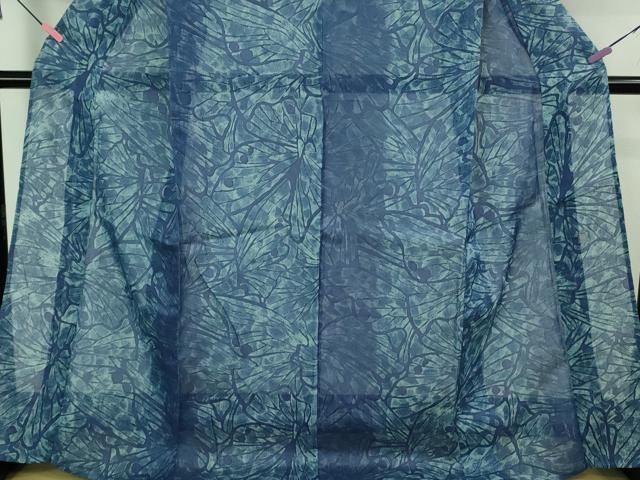 平和屋本店□極上 夏物 本蝋纈染 吉川三郎作 夏お召 丹後本麻 白友織物