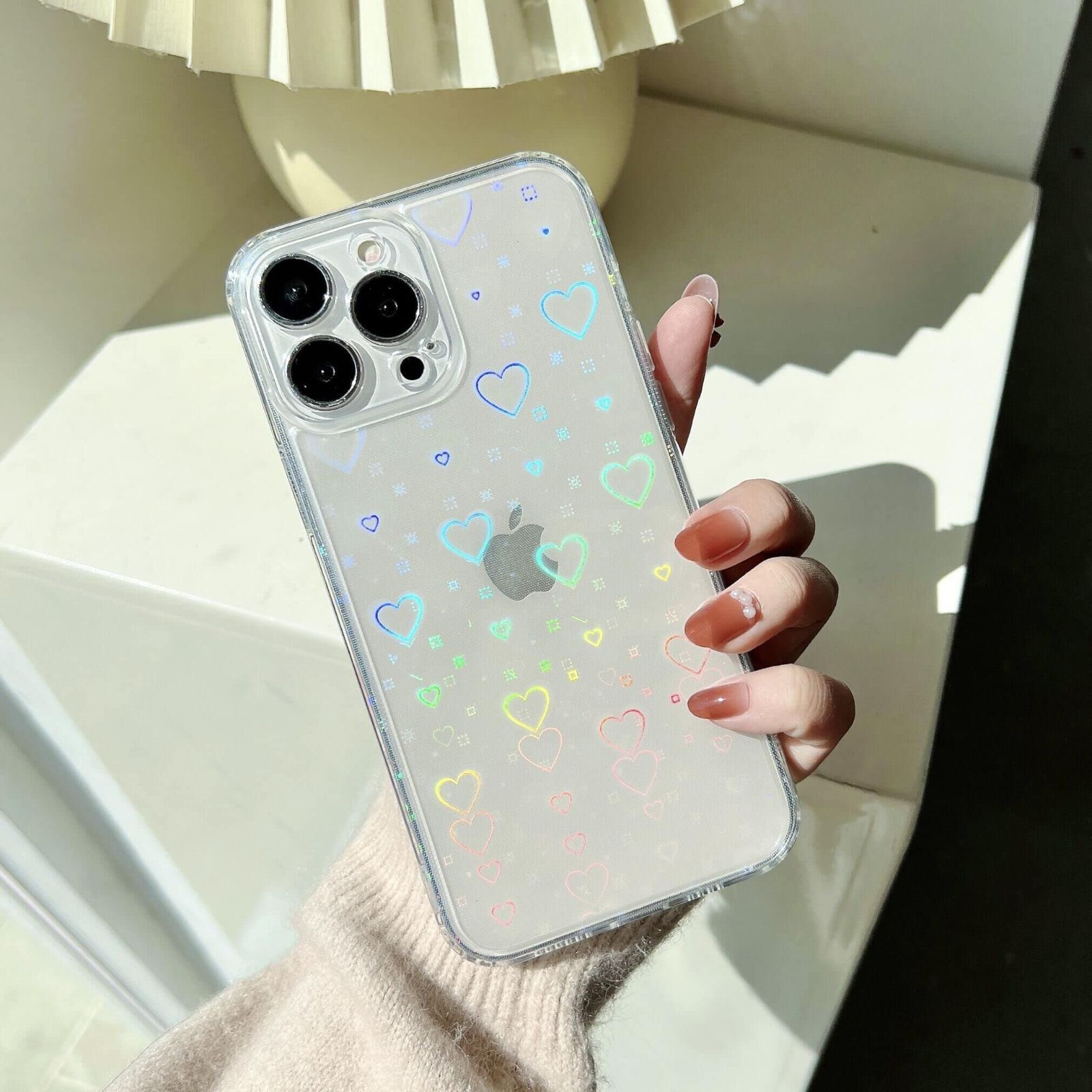 【新着商品】ケーススマホケース レンズ保護 iPhone8用 ストラップホール付き キラキラグラデーションレーザー愛の心 iPhone7用ケース ケース ケース 軽量 ケース 薄型 第2世代 ...