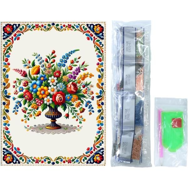 ビーズアート キット 丸いビーズ 【カラフルフラワー】 25x35cm モザイクアート ダイヤモンドペインティング ダイヤモンドフィックス ...