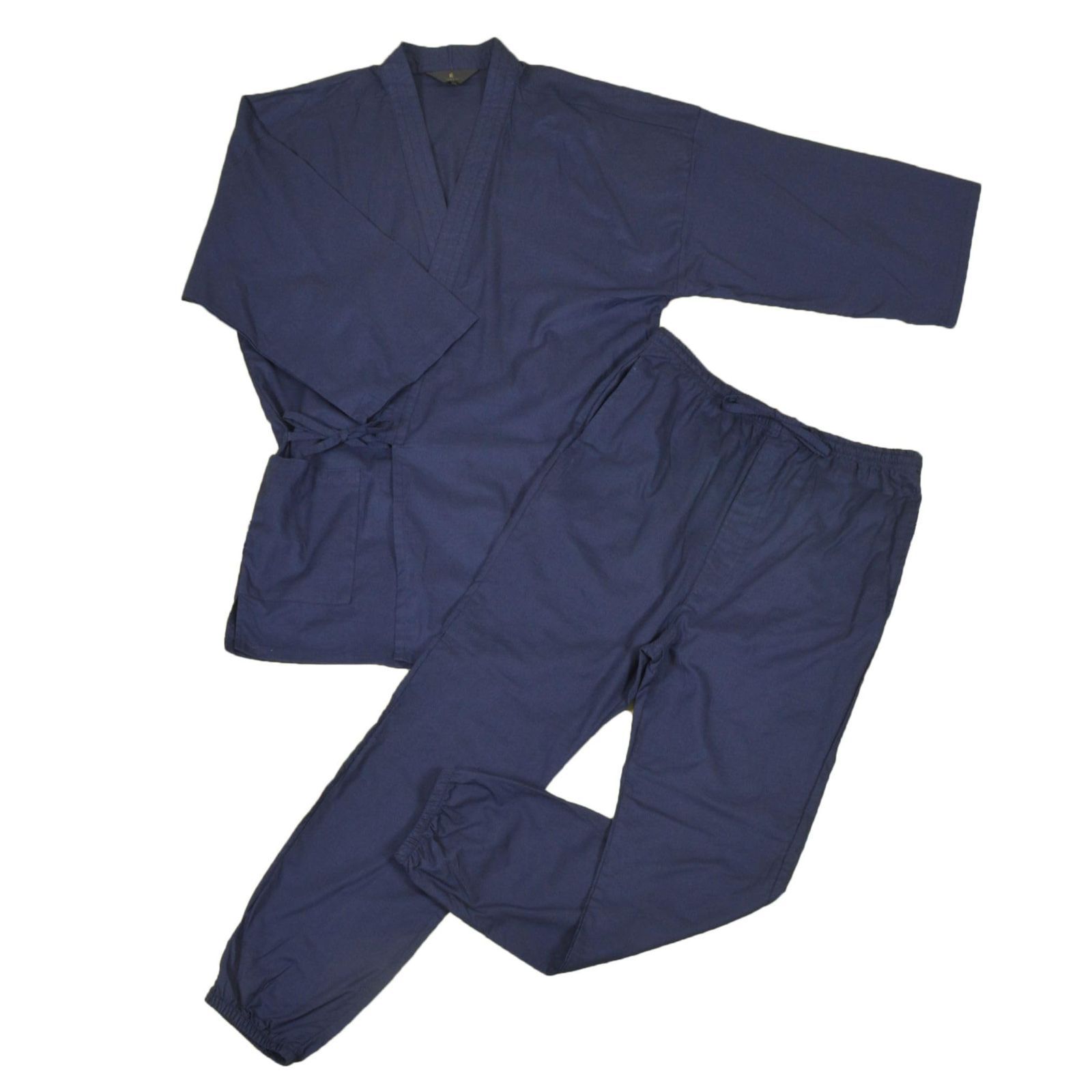 LL_藍色 綿100% 作務衣 薄手 LLサイズ 藍 紺 さむえ ブルー メンズ 男性 紳士 夏 夏祭り 綿 ズボン 作業着 寝巻 パジャマ ...