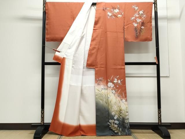 平和屋着物▽訪問着 花蝶文 暈し染め 金銀彩 正絹 逸品 CAAY0710th