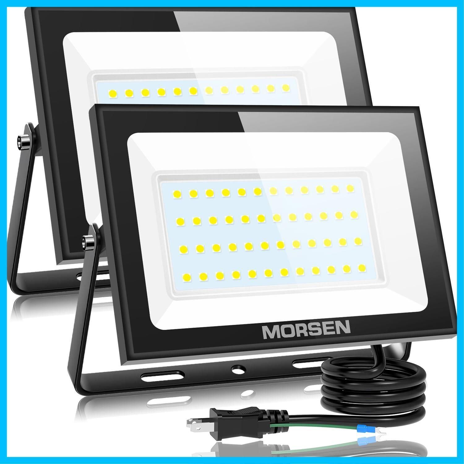 投光器 80W 2セット led 10000LM 6500K 極薄型 100v 灯光器 MORSEN 作業灯 外灯 工事用ライト 屋外用 野外 ...