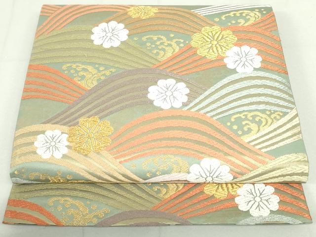 平和屋2□六通柄袋帯 向かい鳥正倉院花文 金糸