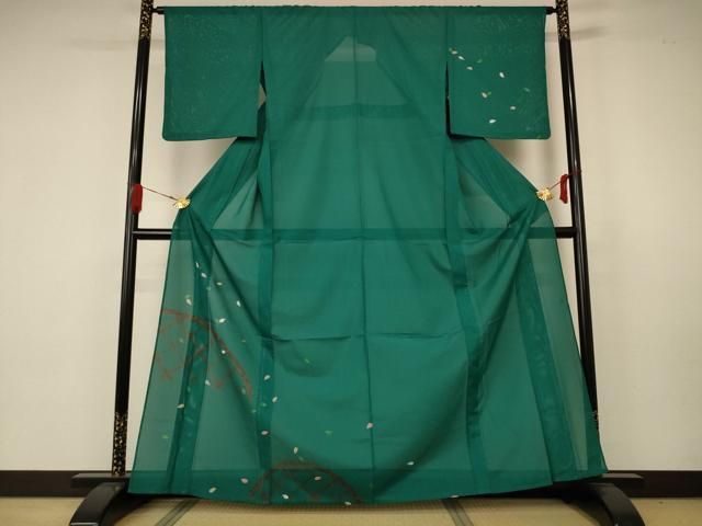 平和屋着物＊夏物 小紋 絽 花尽くし 洗える着物 AAAZ0500jd