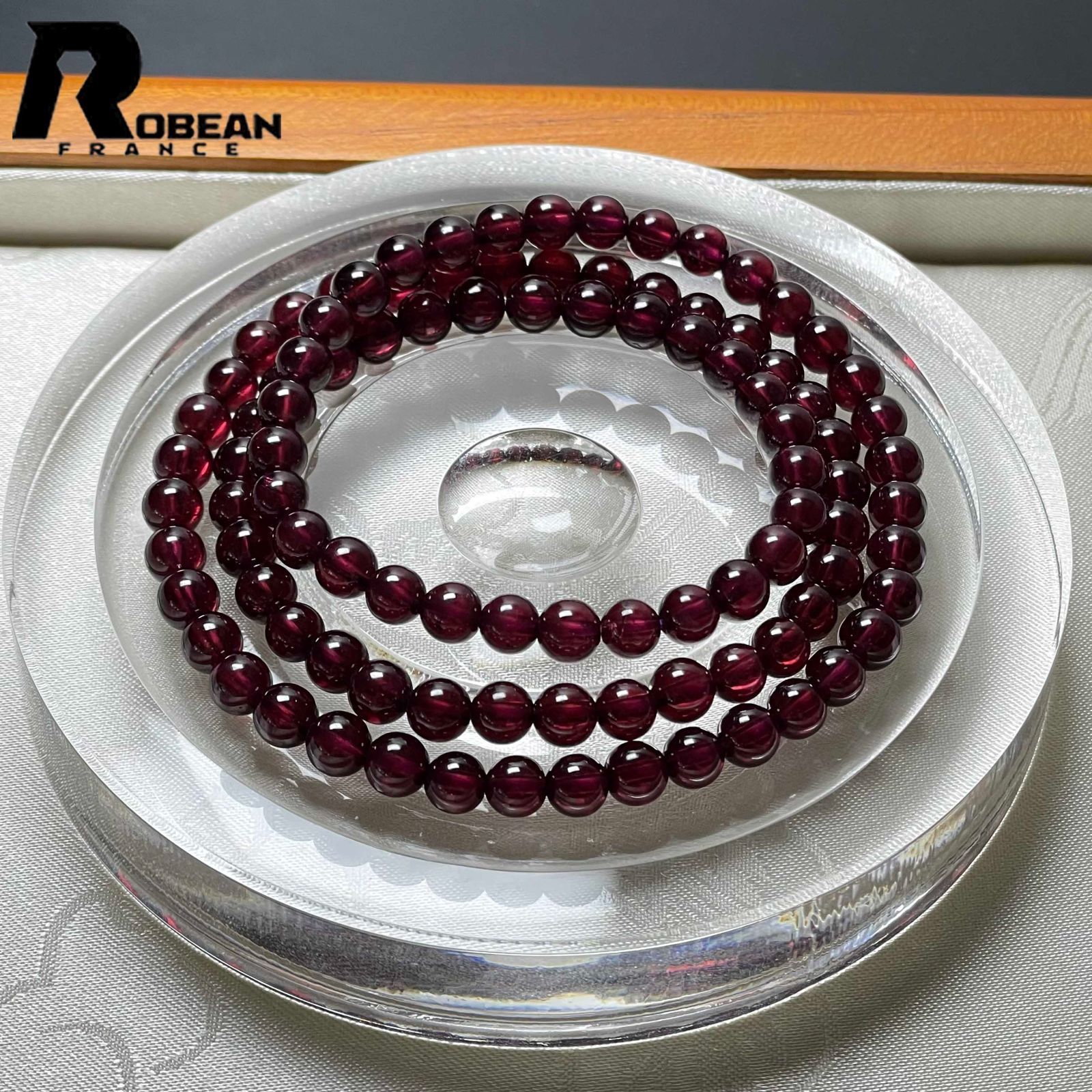 上級 EU製 定価10万円★ROBEAN・ワイン色ロードライトガーネット★パワーストーン 3本巻きブレス 天然石 幸運 お守り プレゼント 5 ...