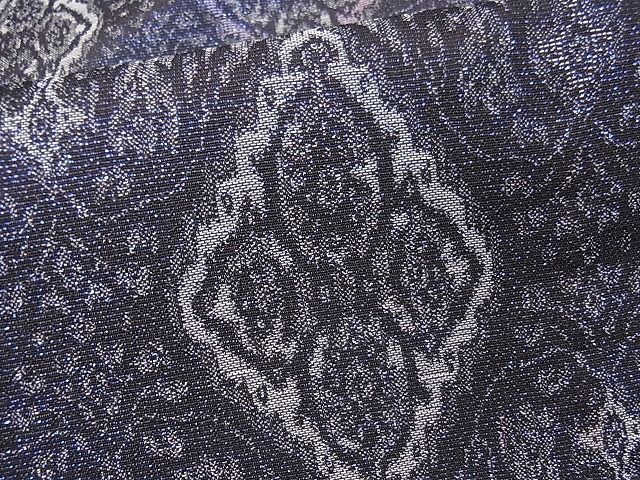 平和屋本店□極上 西陣 月華幻耀 お召 単衣 羽衣箔 花菱文 反端付き