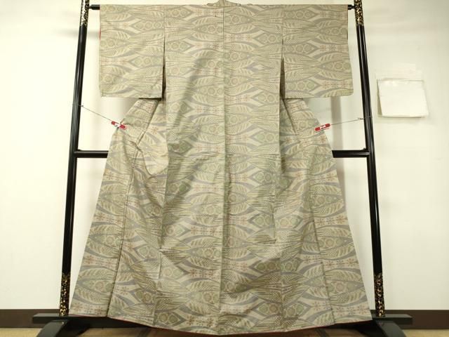 平和屋着物□本場大島紬 7マルキ 幾何学花文 黒地 正絹 逸品 AAAY7562cs