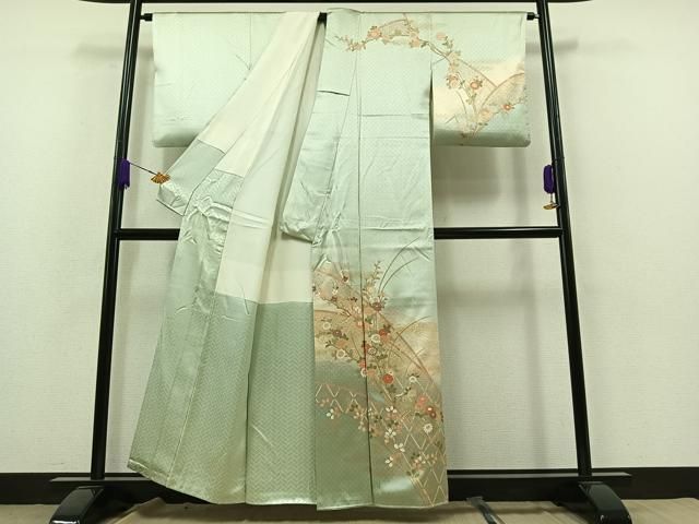 平和屋着物○訪問着 牡丹花文 暈し染め 金銀彩 正絹 逸品