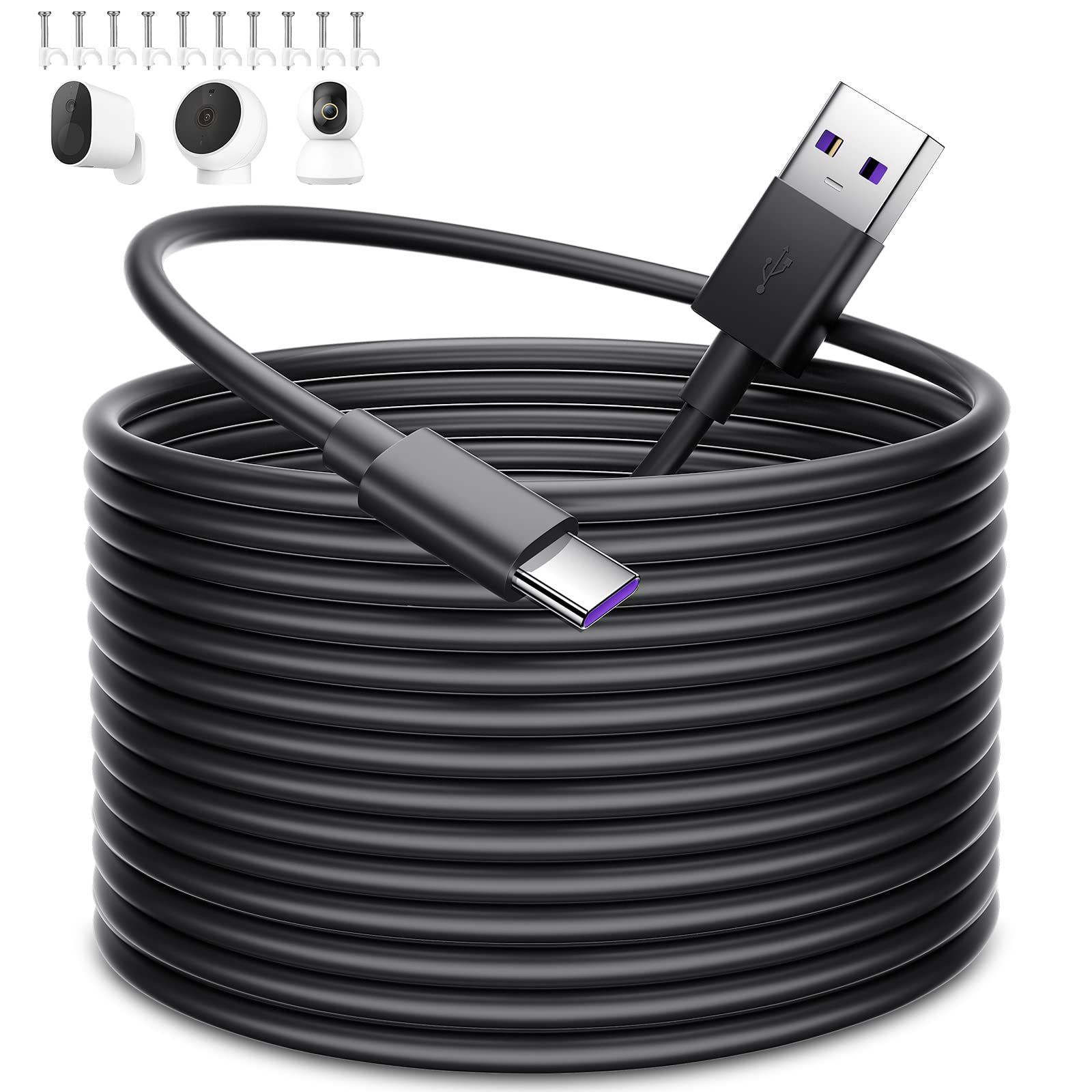 to USBC 充電ケーブル A PS5 コントローラー/防犯カメラ給電 USB Mi カメラ 2K/Xiaomiスマートカメラ USB ...
