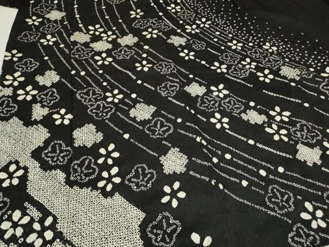 平和屋着物○訪問着 絞り 舞花文 黒地 正絹 逸品 CAAQ9594th - メルカリ