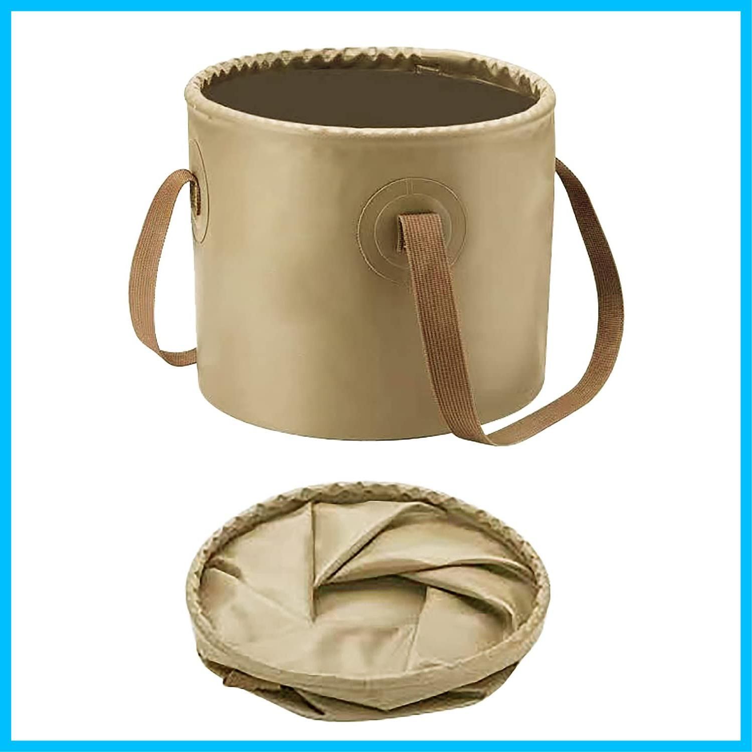 【新着商品】折りたたみ バケツ 釣り 20リットル ベージュ (黄土色) 防水/寸法：直径 33cm × 高さ 24cm 320g / 用途： ウォータージャグ キャンプ ゴミ箱 足湯 バケツ ...