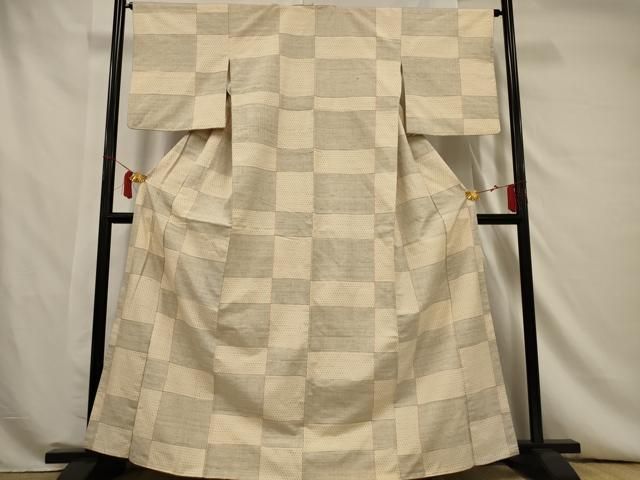 平和屋着物○上質な紬 背抜き仕立て 市松綾織 変わり市松 正絹 逸品