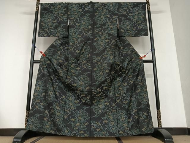 平和屋着物○本場大島紬 笹竹文 黒地 正絹 逸品 AAAU8343zg - メルカリ