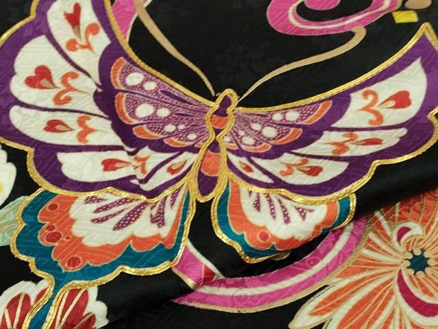 平和屋本店□極上 振袖・長襦袢(無双仕立て・半衿刺繍)セット 駒刺繍