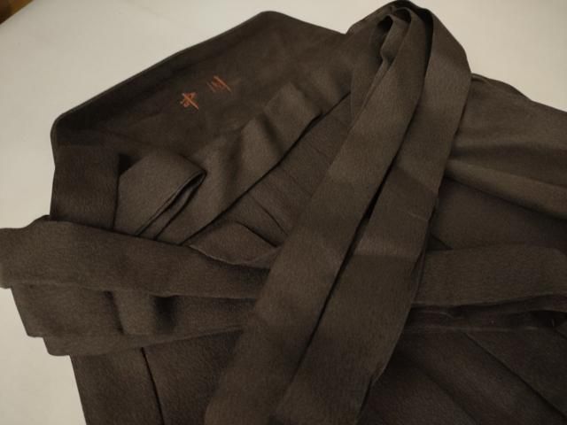 平和屋着物○男性 馬乗り袴 色無地 憲法黒茶色 正絹 逸品 AAAW5246br