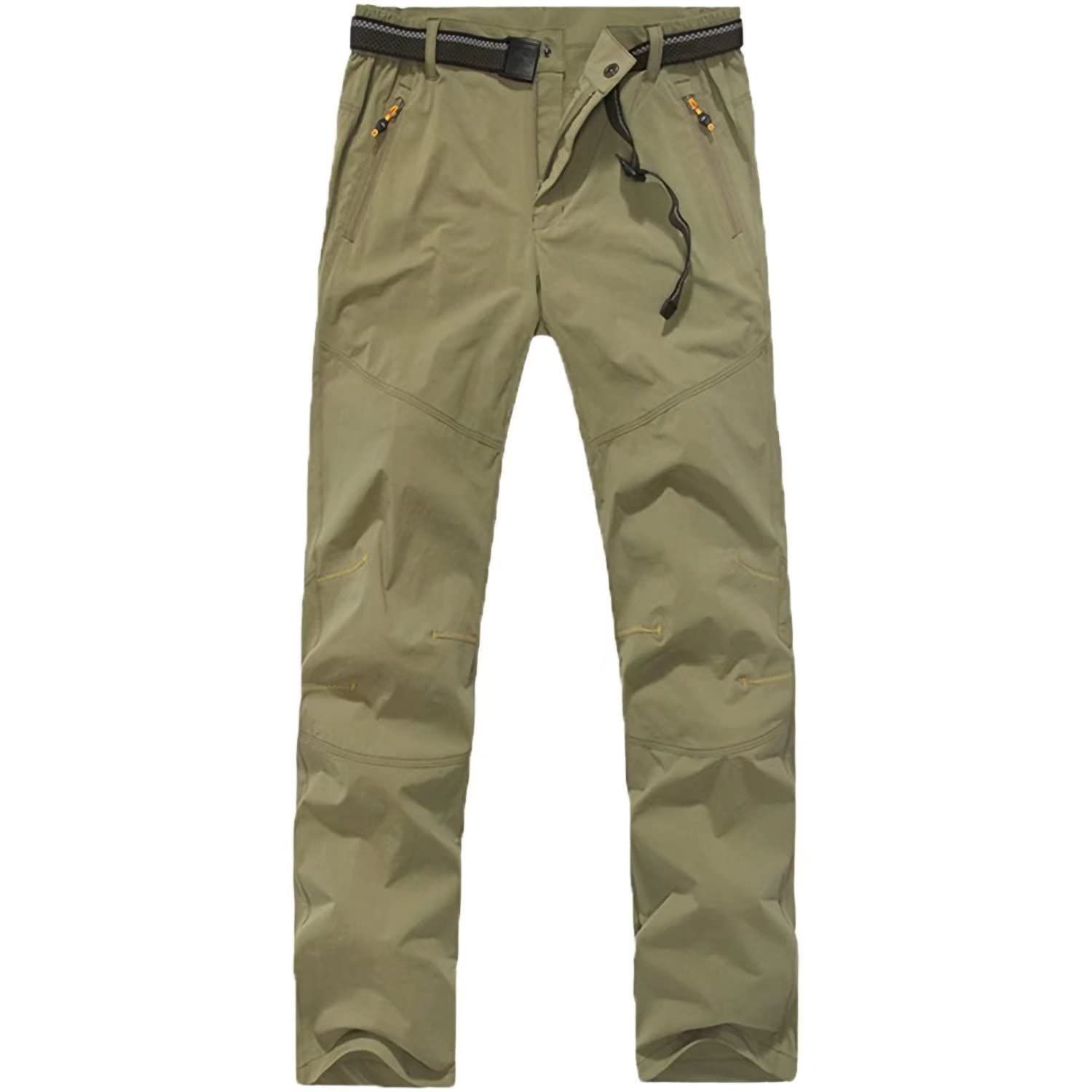 M_カーキ [FLYGAGA] パンツ アウトドアウェア ロングパンツ ズボン ストレッチパンツ 登山パンツ 速乾 通気 春秋夏用 アウトドア ...