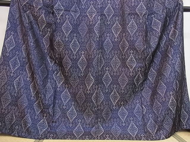 平和屋本店□極上 西陣 月華幻耀 お召 単衣 羽衣箔 花菱文 反端付き