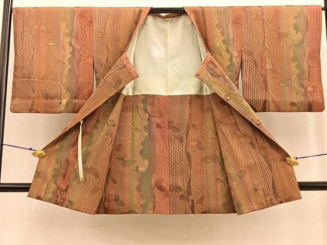 平和屋着物＃道行コート 紬地 吉祥間道 ロング丈 正絹 逸品 CAAT5944id