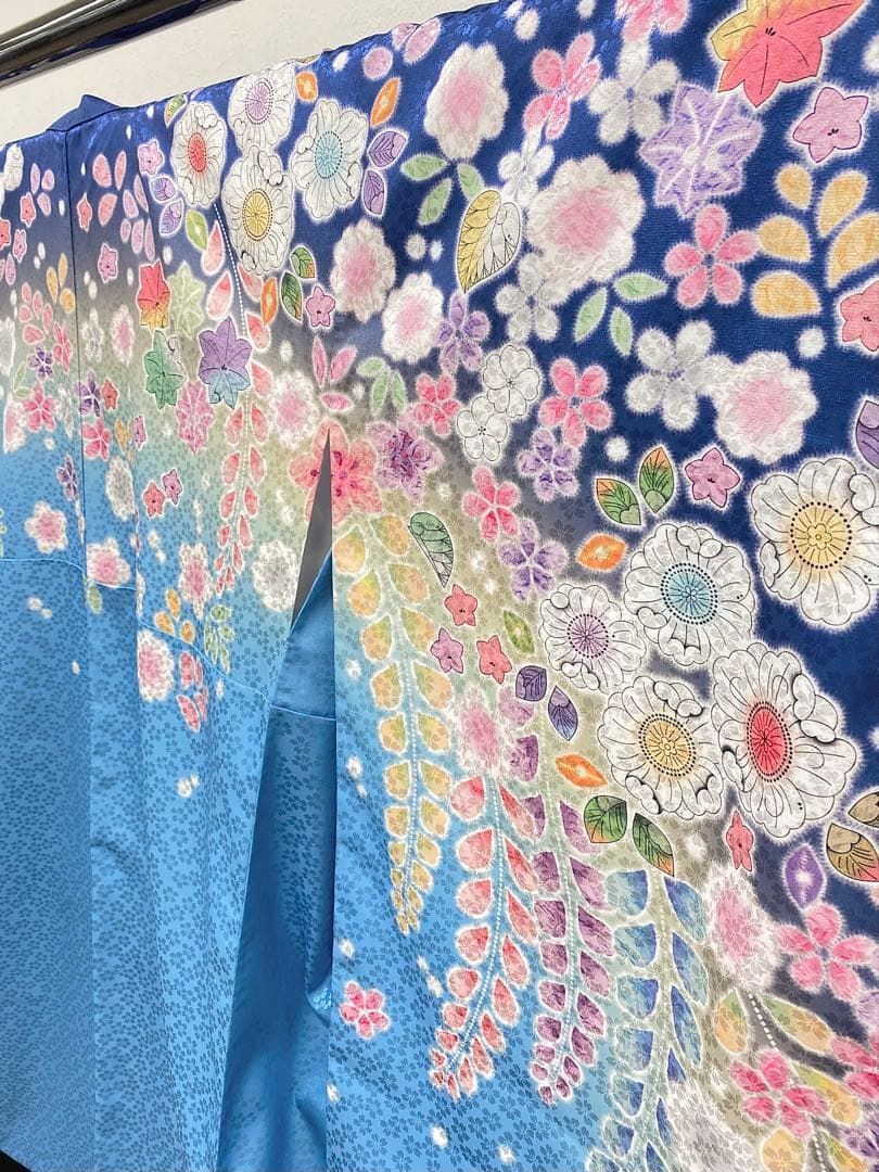 平和屋着物○小振袖 二尺袖 草花文 金彩 洗える着物 未使用 CAAY8164gh