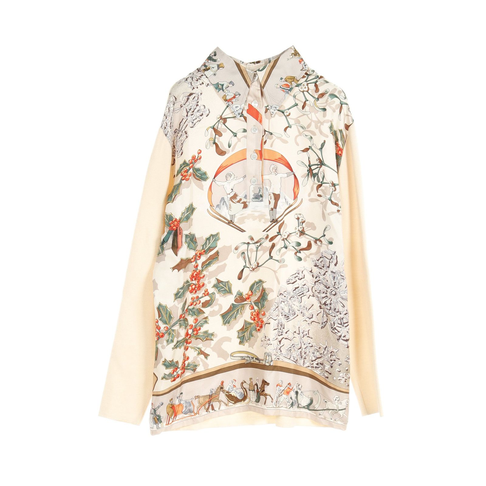 シャツ ニット シルク ウール アイボリー マルチカラー 切替 - メルカリ