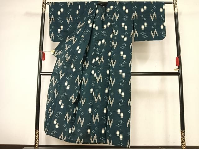 平和屋本店□極上 弓浜絣 単衣 松皮菱 綿 証紙付き 逸品 DZAA4972kh5
