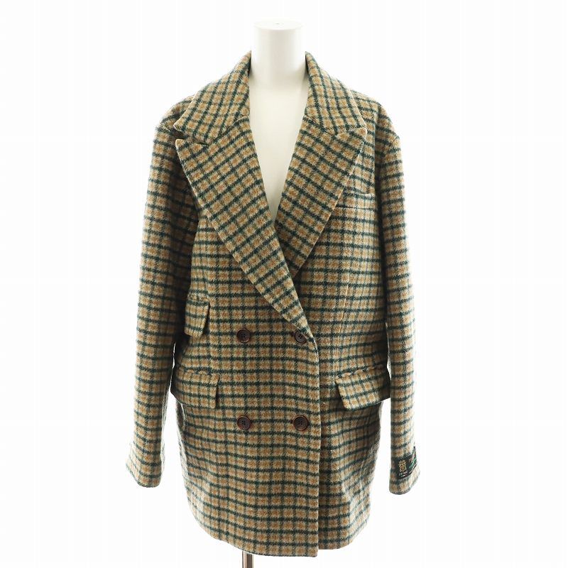アメリヴィンテージ Ameri VINTAGE 21AW ECO WOOL BIG JACKET テーラードジャケット ダブル チェック柄 F 茶 ブラウン 緑 グリーン ...