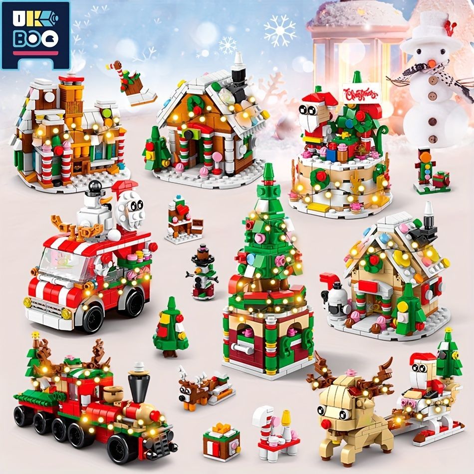 UKBOO 2405ピース クリスマス 積み木セット、DIY おもちゃ 組み立てキット、アソートカラー、プラスチック、クリスマスオーナメント ...