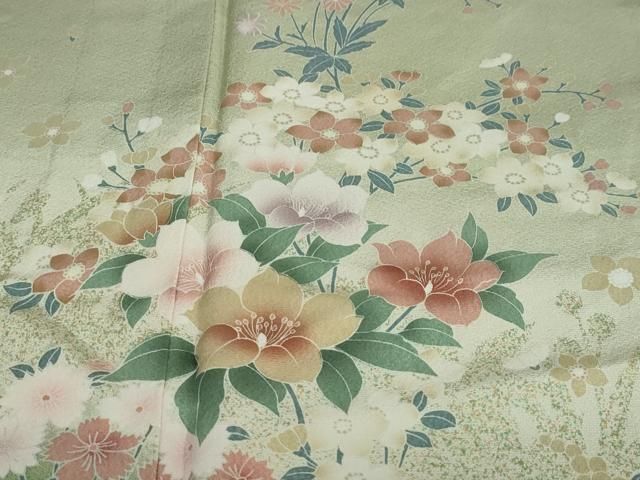 平和屋着物○訪問着 扇面草花文 暈し染め 金彩 正絹 逸品 DAAV4846ud