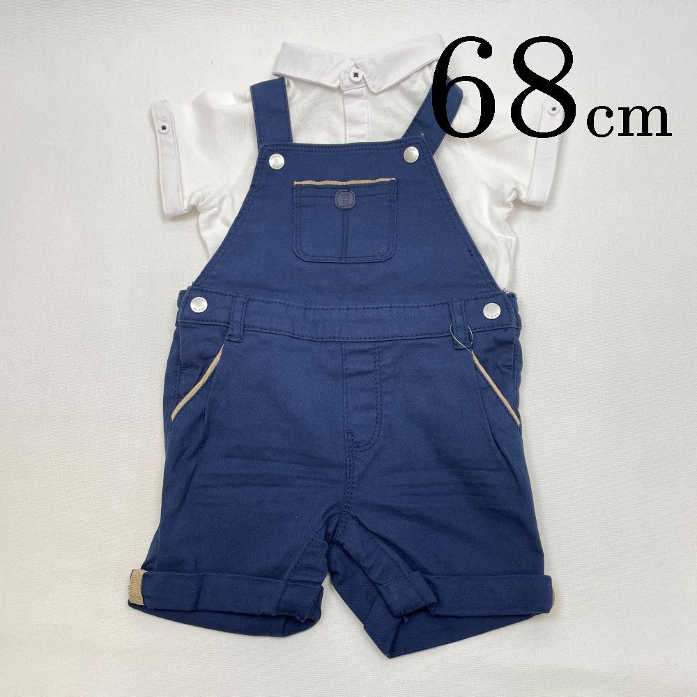 ap9539 OBAiBi オバイビ BABY ベビー ポロシャツ オーバーオール セットアップ 60 6M 68cm ホワイト ネイビー ...