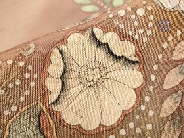 平和屋着物○太鼓柄袋帯 作家物 絞り 辻が花 金通し地 正絹 逸品