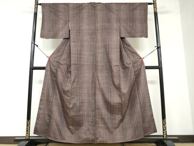 平和屋着物▽上質な紬　単衣　斜縞　正絹　逸品　DAAS0315az 平和屋着物▽上質な紬 単衣 斜縞 正絹 逸品 DAAS0315az