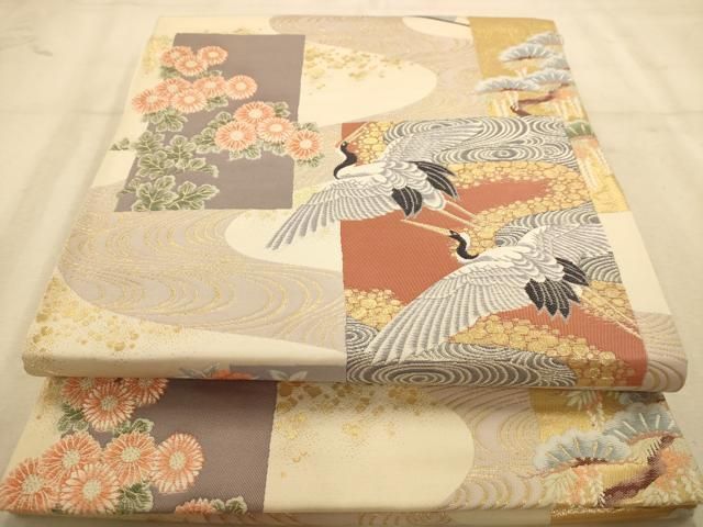 平和屋着物◎六通柄袋帯 唐織 正倉院花鳥文 金糸 正絹