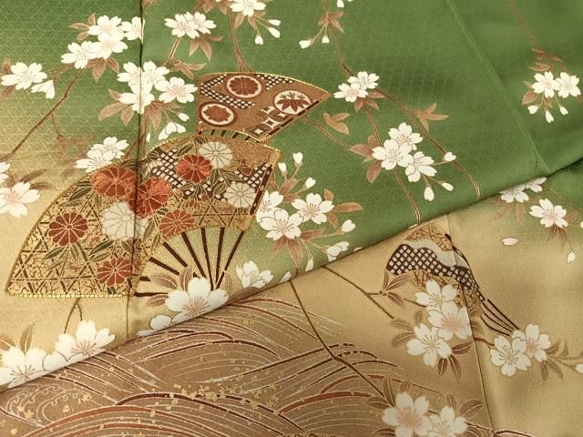 平和屋着物□訪問着 駒刺繍 舞蝶花鳥文 金彩 正絹 逸品 未