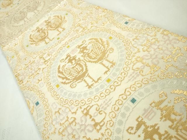 平和屋本店■極上　龍村平蔵製　六通柄　本袋帯　正倉吉鳳文　金糸　逸品　DZAA4773kh5 平和屋本店□極上 龍村平蔵製 六通柄 本袋帯 正倉吉鳳文 金糸 逸品