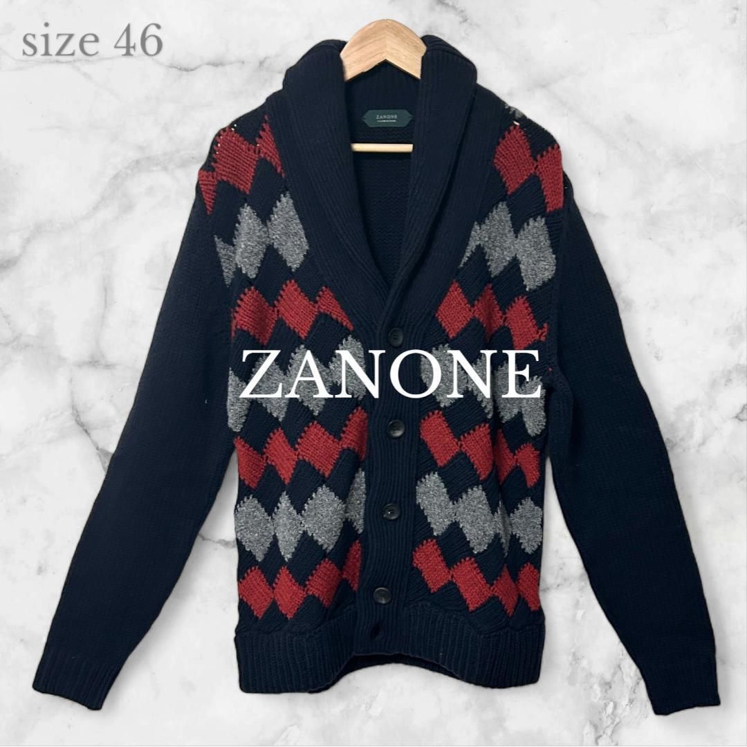 【新品】ZANONE サイズ46,48,50,52,54 ニット/セーター アーガイル柄 タグ付き 紺色 - メルカリ