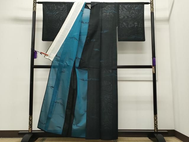 平和屋着物＊夏物 小紋 紗 枝葉文 正絹 逸品 CAAR5019ut