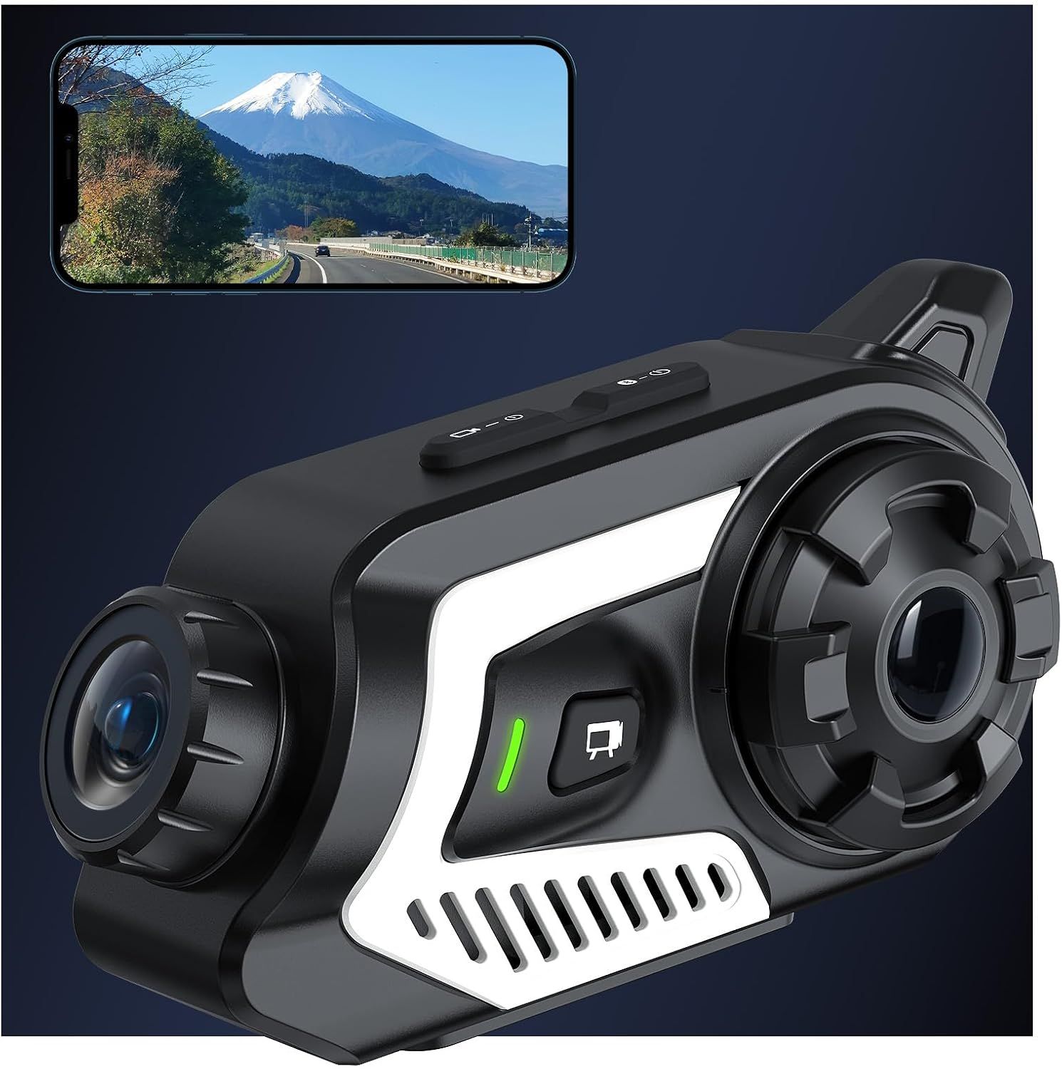 BOIFUN バイク 用インカム カメラ付き 2.5k＆500万画素 バイク用ドライブレコーダー ヘルメット5.2Bluetooth接続 ...