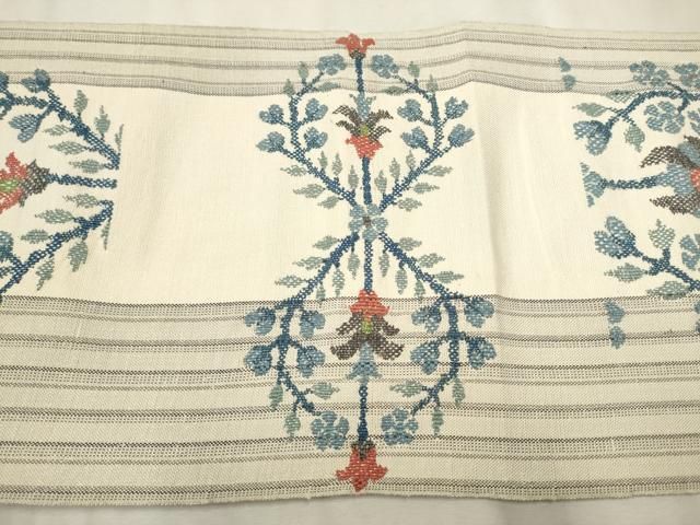 平和屋着物○八寸名古屋帯 紬地 市松吉祥文 金糸 正絹 逸品