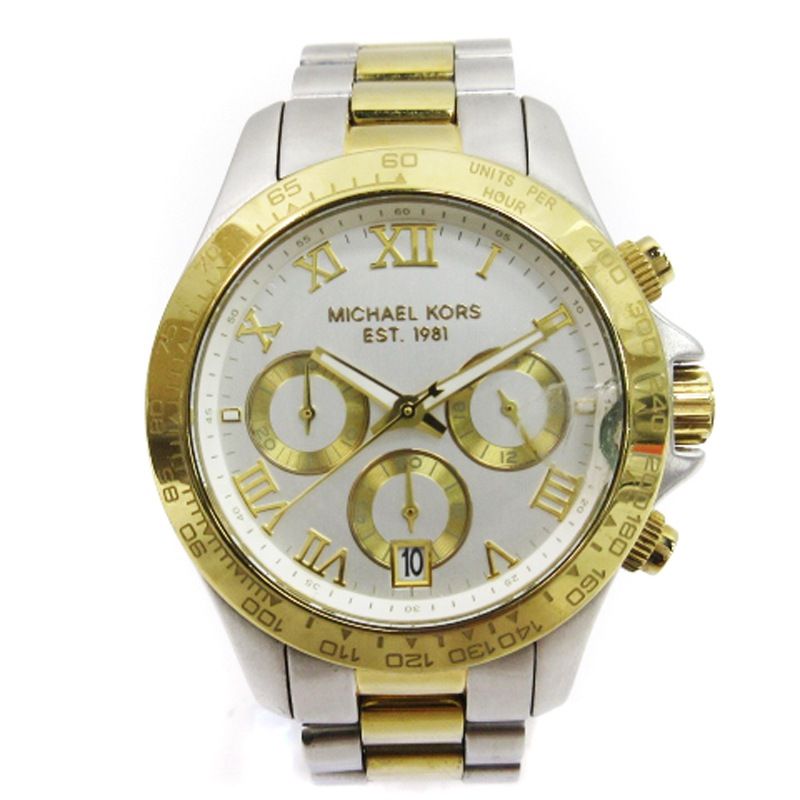 マイケルコース MICHAEL KORS レイトン 腕時計 クォーツ クロノグラフ デイト SS MK5455 シルバーカラー ゴールドカラー ...
