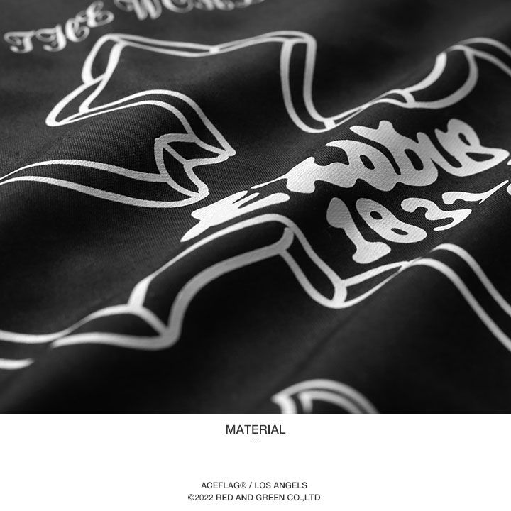 半袖シャツ メンズ 黒/カーキ 大きいサイズ エースフラッグ 半袖 開襟