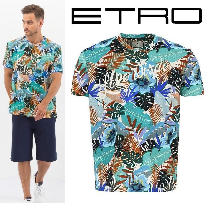 エトロ ボタニカル柄レタリングペイントコットンTシャツ【ETRO】 L - メルカリ