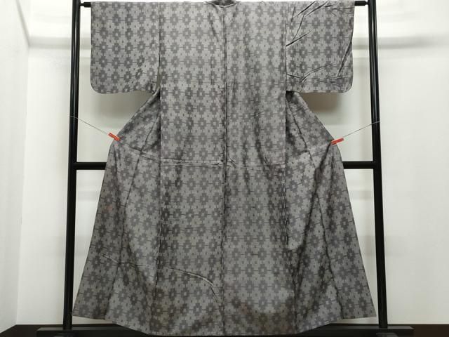 平和屋着物□上質な紬 格子 正絹 逸品 CAAV8397xe 平和屋着物□上質