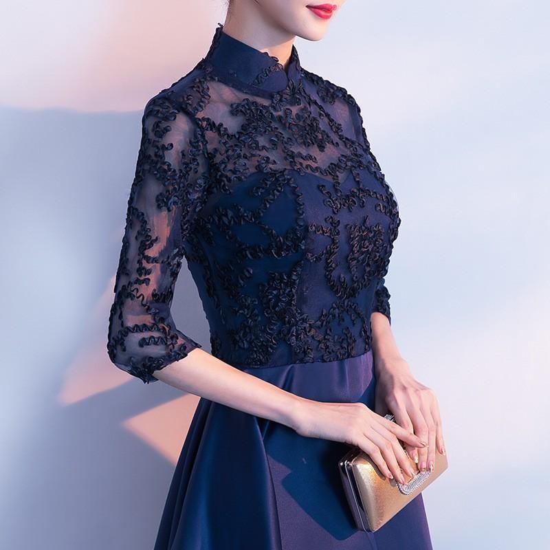 パーティードレス 20代 袖あり 結婚式 ドレス レース ワンピース a