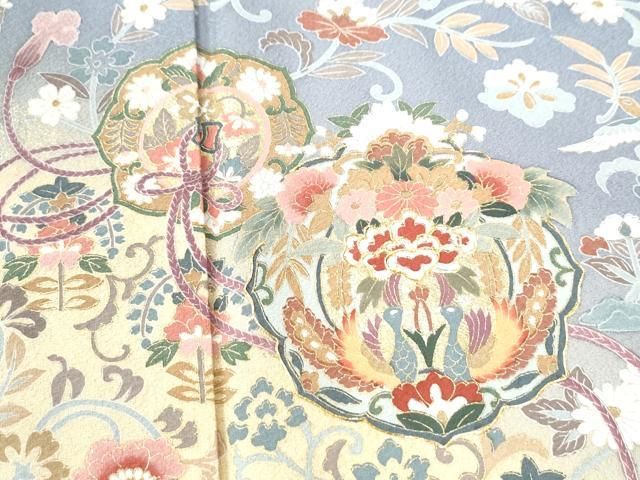 平和屋着物▽訪問着 刺繍 鳳凰花丸文 暈し染 金彩 正絹 逸品