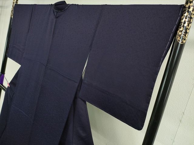 平和屋本店□極上 藍造り国選定無形文化財 藍師・佐藤昭人 色無地 唐草