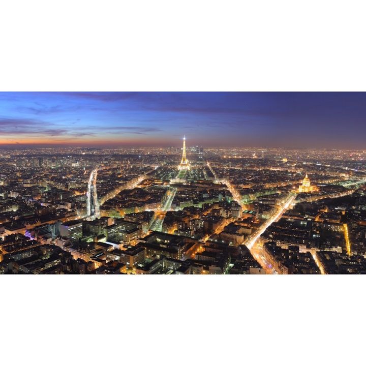 絵画風 壁紙ポスター (はがせるシール式) パリ パノラマ夜景 都市景観 エッフェル塔 セーヌ河岸 フランス キャラクロ FPRS-101S1 (1152mm×576mm) ＜日本製 ...
